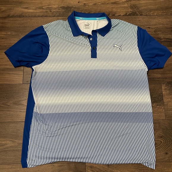 Puma | Shirts | Puma Golf Polo Mens Sz Xl Shirt Blue Striped Dry Cell ...